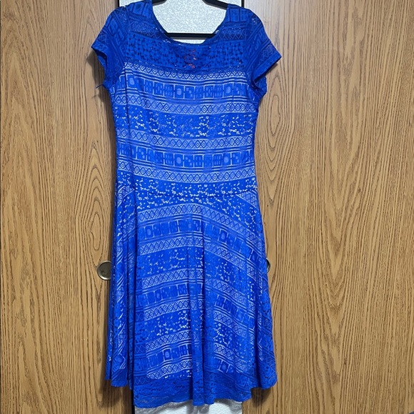 MELROSE | Dresses | Elegant Blue Patterned Midi Dress9 | Poshmark
